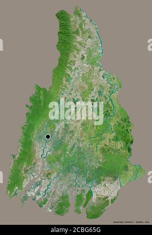 Shape of Ayeyarwady, division of Myanmar, with its capital isolated on ...
