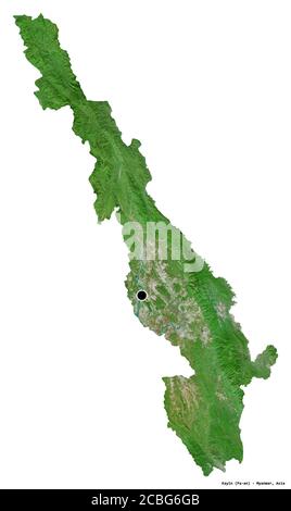 Shape of Kayin, state of Myanmar, and its capital. Distance scale ...