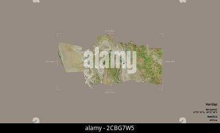 Area of Hardap, region of Namibia, isolated on a solid background in a ...
