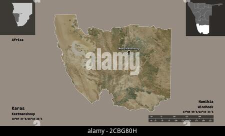 Shape of Karas, region of Namibia, with its capital isolated on solid ...