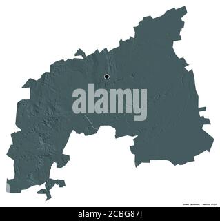 Khomas, region of Namibia. Colored elevation map with lakes and rivers ...