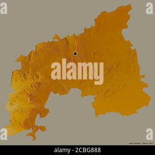 Shape of Khomas, region of Namibia, with its capital isolated on solid ...