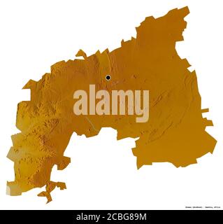 Shape of Khomas, region of Namibia, with its capital isolated on solid ...