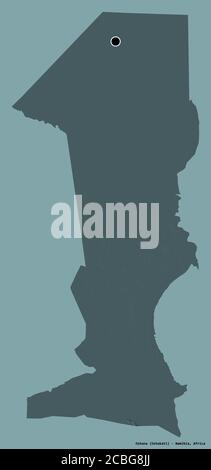 Oshana, region of Namibia. Colored elevation map with lakes and rivers ...