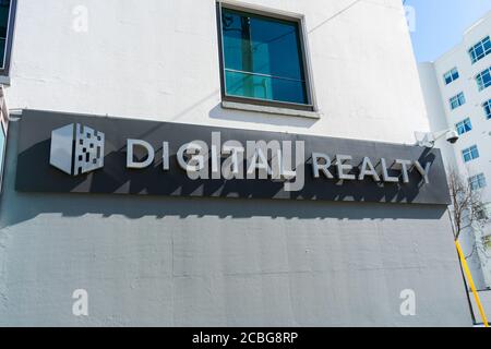 Digital Realty logo and exterior signage on modern data center building ...