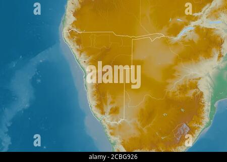 Extended area of Namibia. Topographic relief map. 3D rendering Stock ...