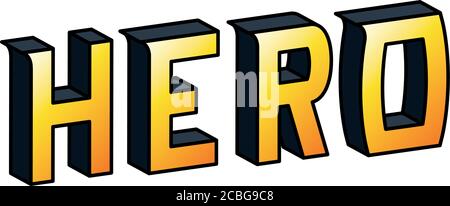 hero lettering design, typography retro and comic theme Vector ...