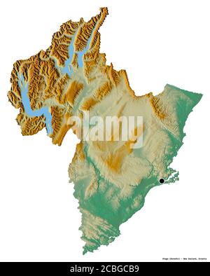 Otago, regional council of New Zealand. Low resolution satellite map ...