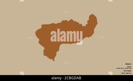 Area of Boaco, department of Nicaragua, isolated on a solid background ...