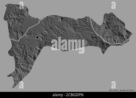 Madriz, department of Nicaragua. Bilevel elevation map with lakes and ...