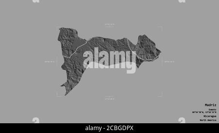 Madriz, department of Nicaragua. Bilevel elevation map with lakes and ...
