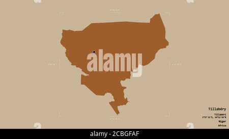 Area of Tillabéry, department of Niger, isolated on a solid background ...