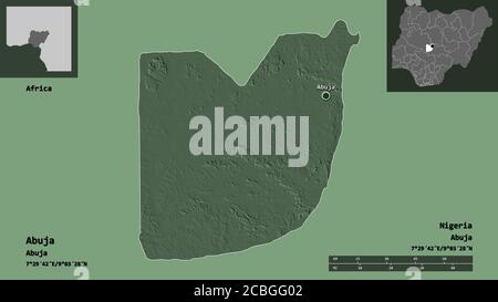 Shape of Abuja, federal capital territory of Nigeria, with its capital ...