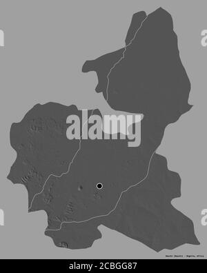 Bauchi, state of Nigeria. Bilevel elevation map with lakes and rivers ...