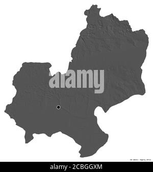Edo, state of Nigeria. Bilevel elevation map with lakes and rivers ...