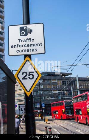 Traffic Enforcement Cameras Sign on Lordship Lane North London UK Stock ...