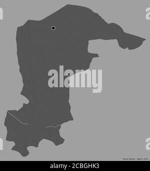 Katsina, state of Nigeria. Bilevel elevation map with lakes and rivers ...