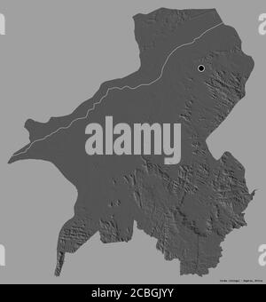 Taraba, state of Nigeria. Bilevel elevation map with lakes and rivers ...
