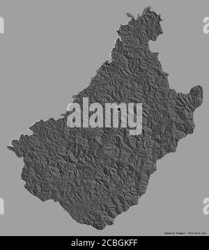 Chagang-do, province of North Korea. Bilevel elevation map with lakes ...