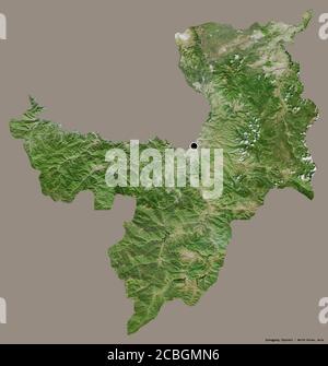 Ryanggang, province of North Korea. Solid color shape. Locations and ...
