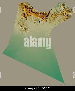 Ad Dakhliyah, region of Oman. Solid color shape. Locations and names of ...