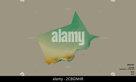 Area of Dhofar, province of Oman, isolated on a solid background in a ...
