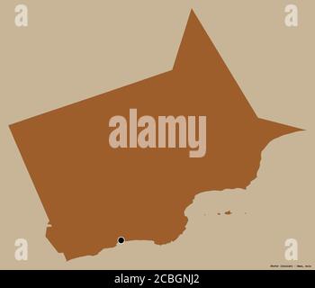 Dhofar, province of Oman. Solid color shape. Locations and names of ...