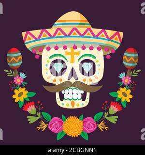 mexican skull flower maracas Stock Vector Image & Art - Alamy