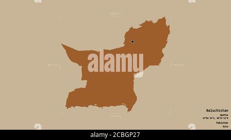 Area of Baluchistan, province of Pakistan, isolated on a solid ...