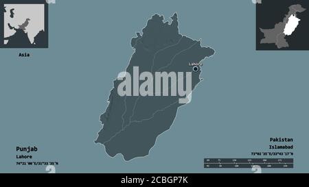 Shape of Punjab, province of Pakistan, with its capital isolated on ...