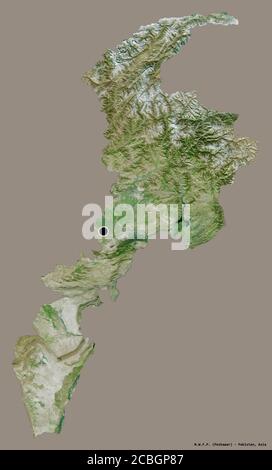 Khyber Pakhtunkhwa, province of Pakistan. Solid color shape. Locations ...