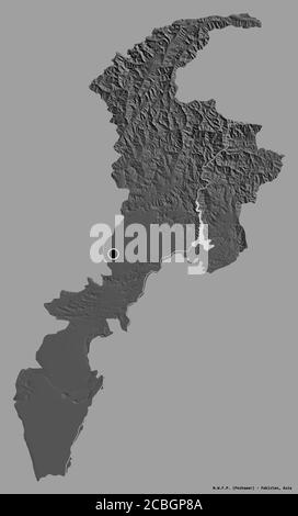 Khyber Pakhtunkhwa, province of Pakistan. Bilevel elevation map with ...