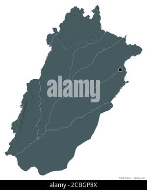 Shape of Punjab, province of Pakistan, with its capital isolated on ...