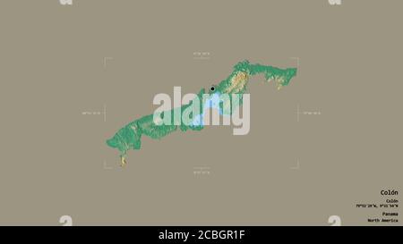 Area of Colón, province of Panama, isolated on a solid background in a ...