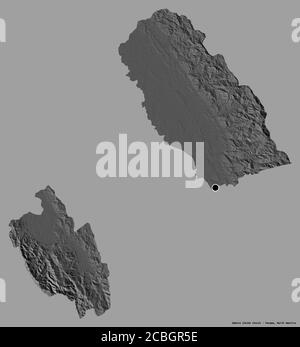 Embera, indigenous territory of Panama. Bilevel elevation map with ...