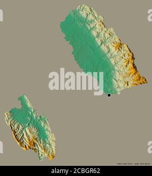 Embera, indigenous territory of Panama. Solid color shape. Locations ...