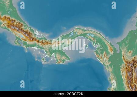 Extended area of Panama with country outline, international and ...
