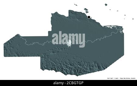 East Sepik, province of Papua New Guinea. Grayscale elevation map with ...