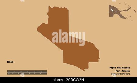 Hela, province of Papua New Guinea. Colored shader data with lakes and ...