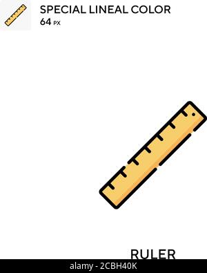 Ruler Lineal Icon Symbol Vector. Black Outline Ruler Icon Stock Vector ...