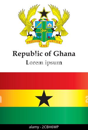 Flag of Ghana, Republic of Ghana. Template for award design, an ...
