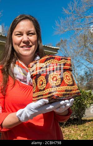 Chitimacha basket, Waxtik Kani, double weave, on display at Chitimacha ...