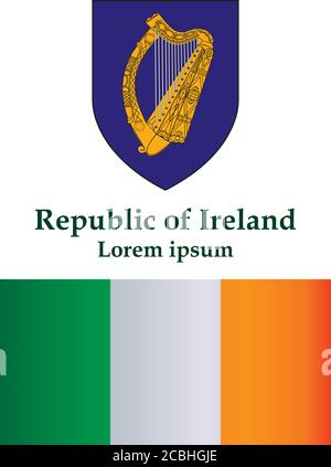 Flag of Ireland, Republic of Ireland. Template for award design, an ...
