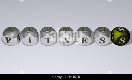 aerobics text by cubic dice letters - 3D illustration for fitness and ...