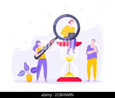 With megaphone character hourglass concept for business deadline Stock ...