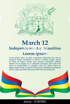 Flag of Mauritius, Republic of Mauritius. March 12, Independence day ...