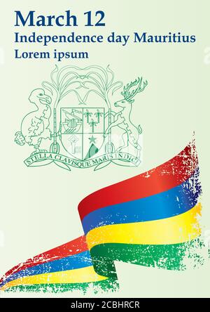 Flag of Mauritius, Republic of Mauritius. March 12, Independence day ...