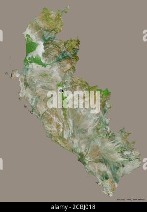 Ica, region of Peru. Solid color shape. Locations and names of major ...