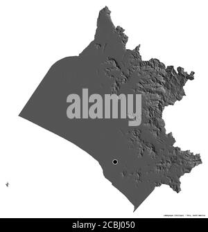 Lambayeque, region of Peru. Bilevel elevation map with lakes and rivers ...
