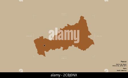 Area of Pasco, region of Peru, isolated on a solid background in a ...
